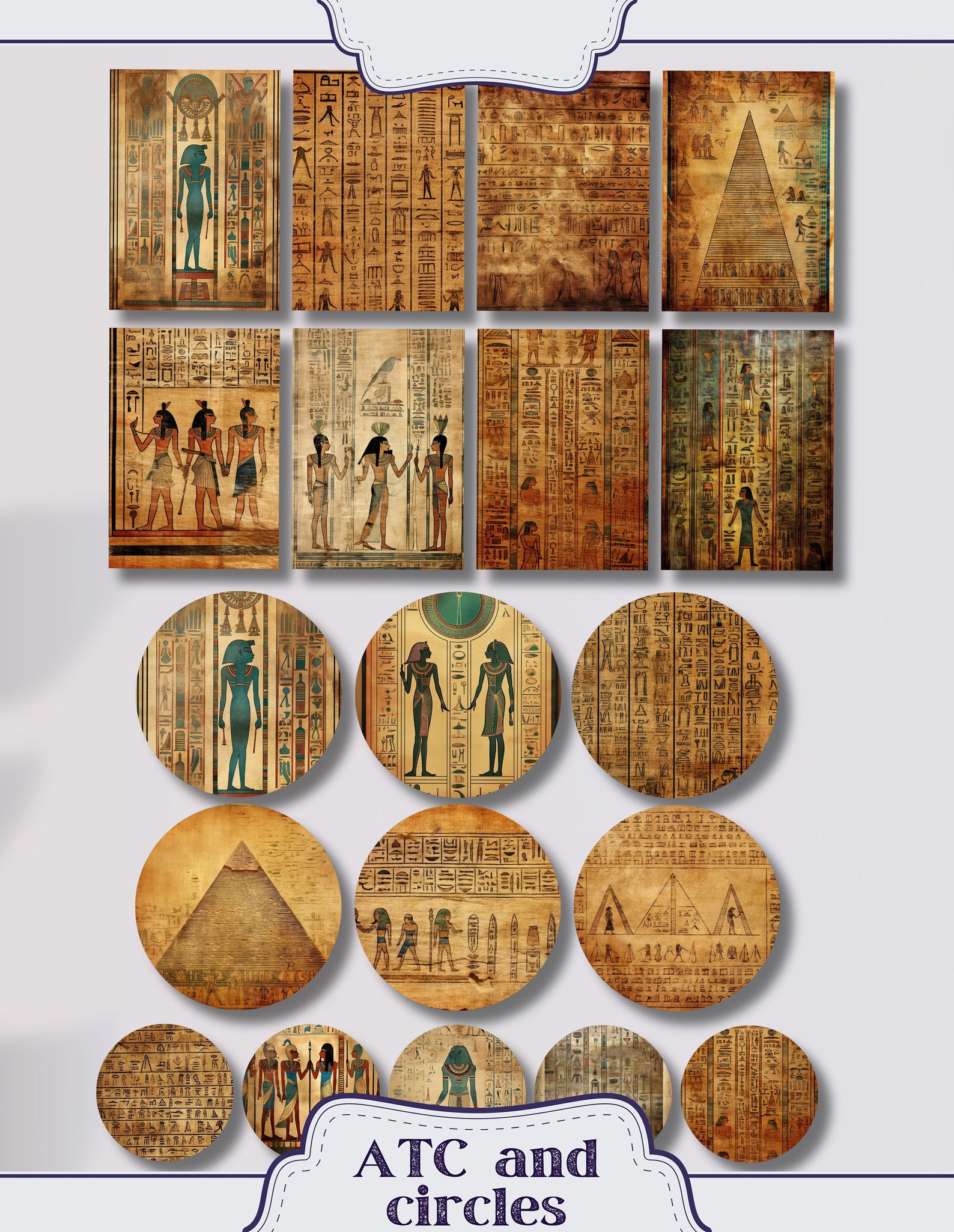 Ancient Egypt Craft Paper Junk Journal Ephemera Kit, Tickets, ATC, Tags ...