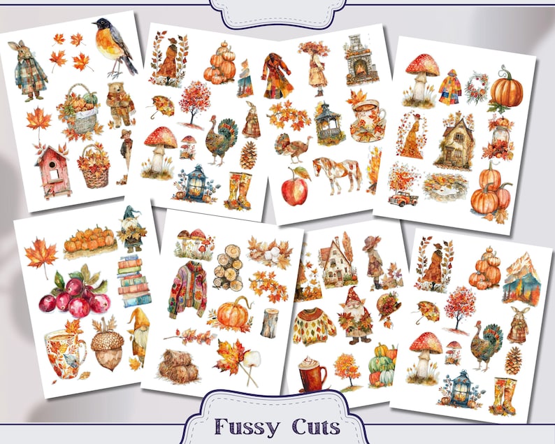 Fall Nostalgia Junk Journal Digital Fussy Cut Kit, Printable Clip Art ...