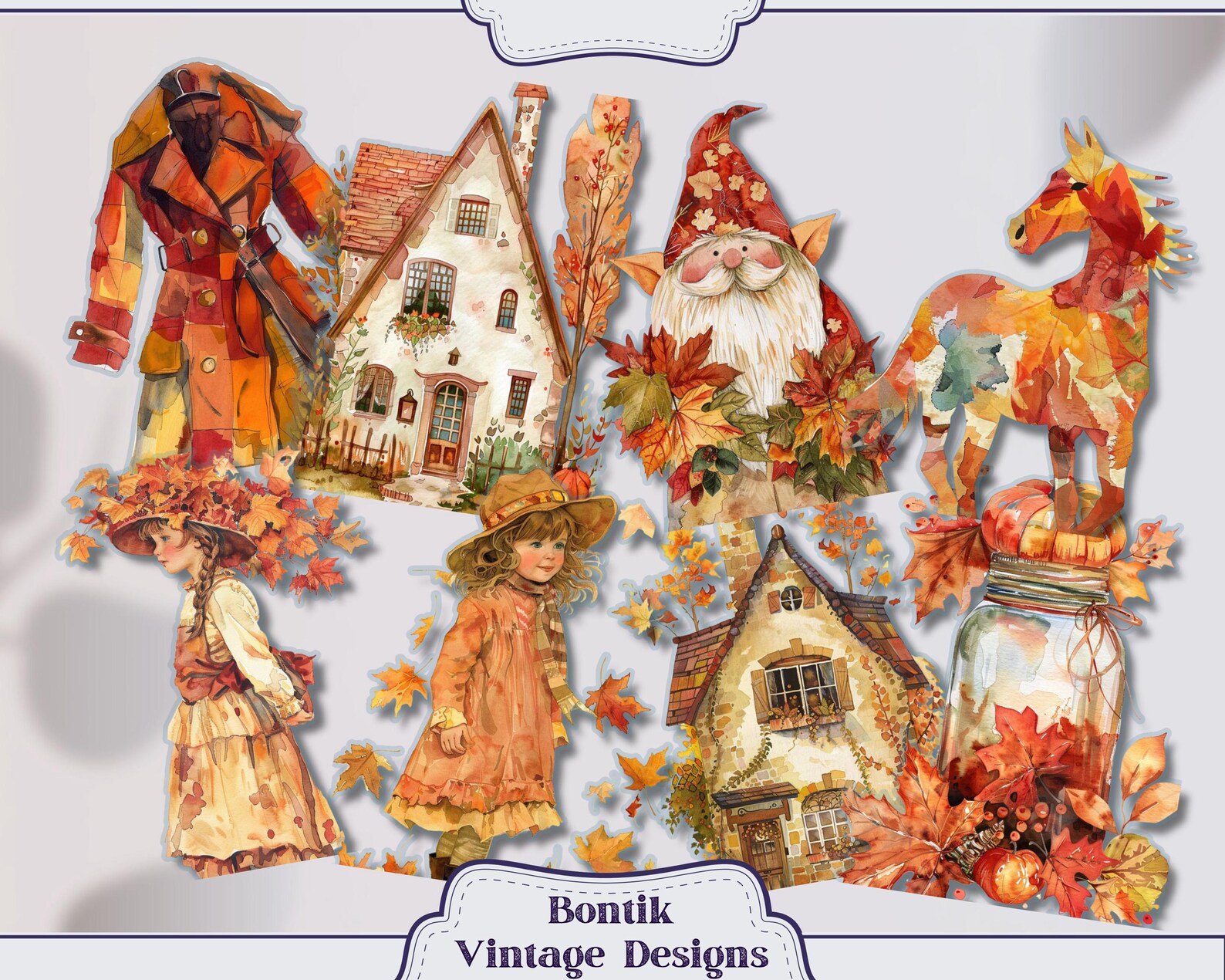 Fall Nostalgia Junk Journal Digital Fussy Cut Kit, Printable Clip Art ...