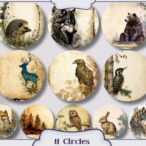 Forest Animals on a Journal Page Journal Kit Ephemera, ATC, Tags ...