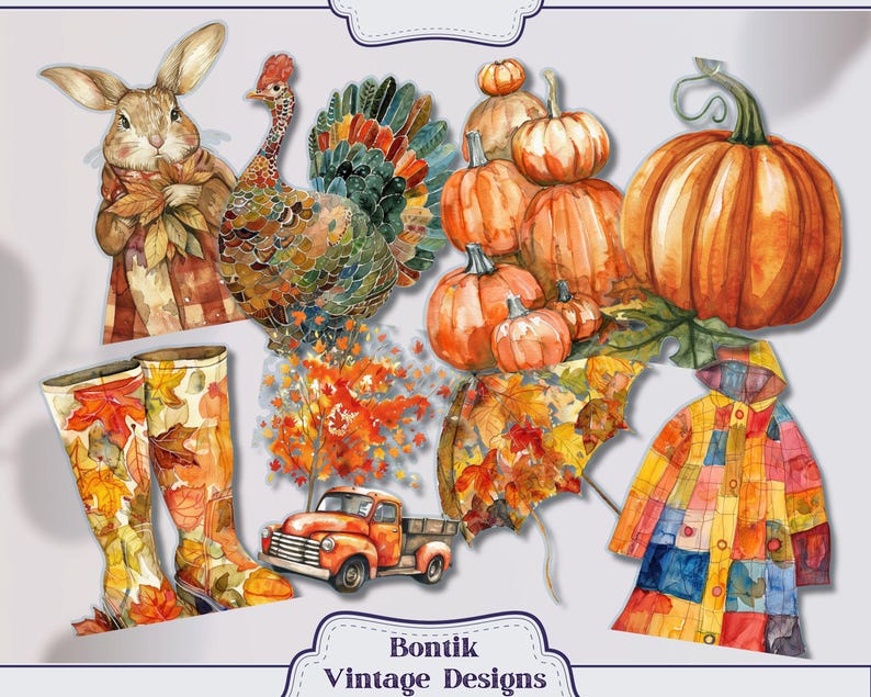 Fall Nostalgia Junk Journal Digital Fussy Cut Kit, Printable Clip Art ...