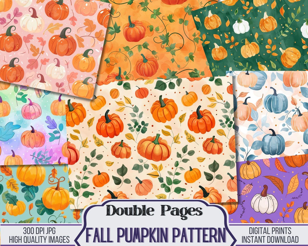 Autumn Printable Ephemera Pack Fall Pumpkin Pattern, Printable Fall ...