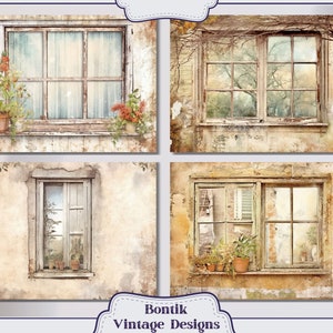 Farmhouse Window Vintage Junk Journal Papers, Journal Scrapbook Supply ...