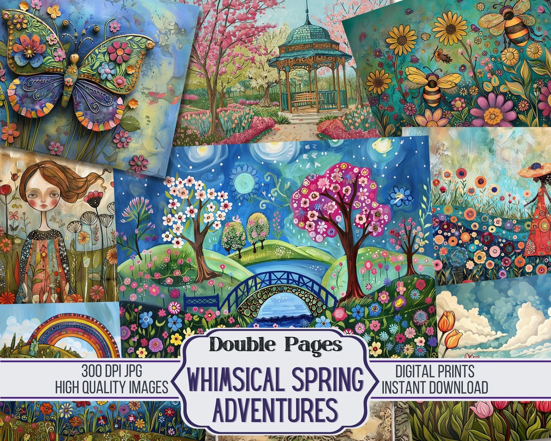 Distressed Spring Scrapbook Junk Journal Double Papers, 18 Grungy ...