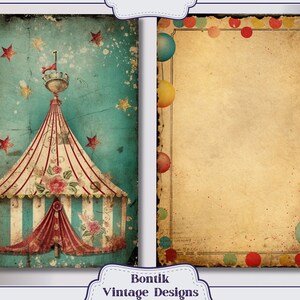 Vintage Circus Paper Junk Journal Half Papers, Scrapbook Supply, 36 ...