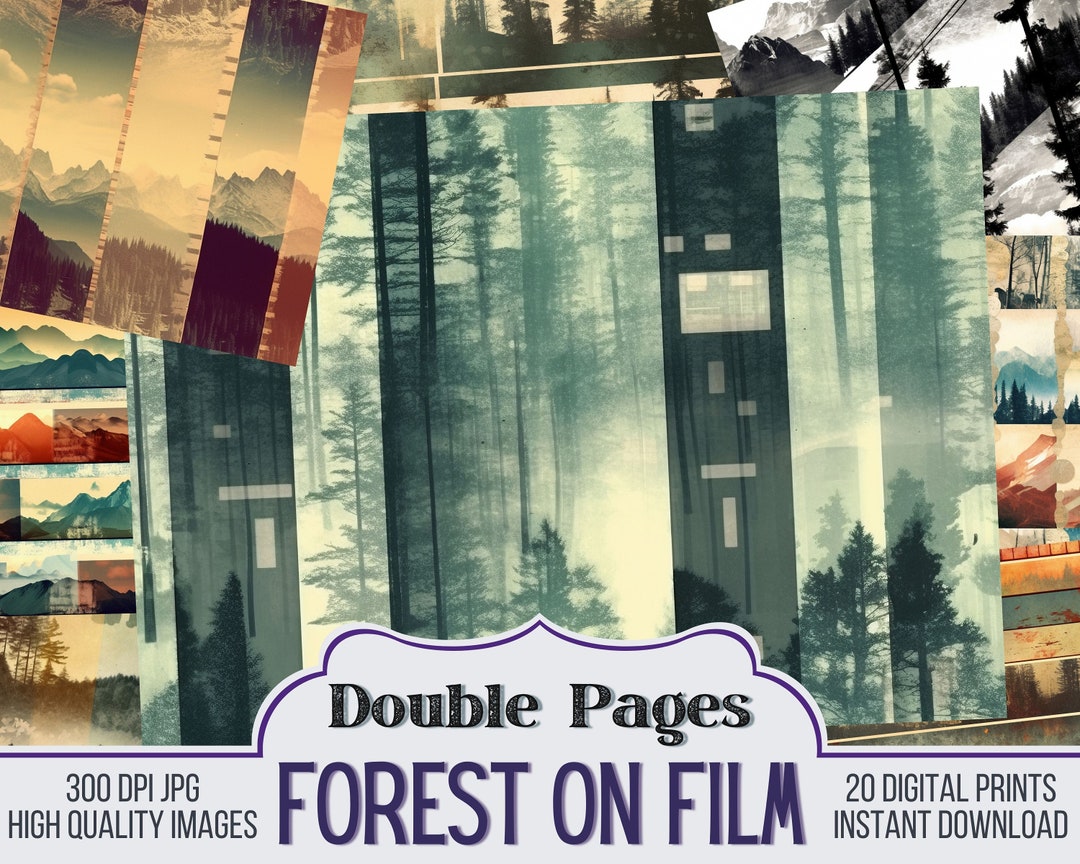 Forest on Film Negatives Paper Vintage Junk Journal Double Papers ...