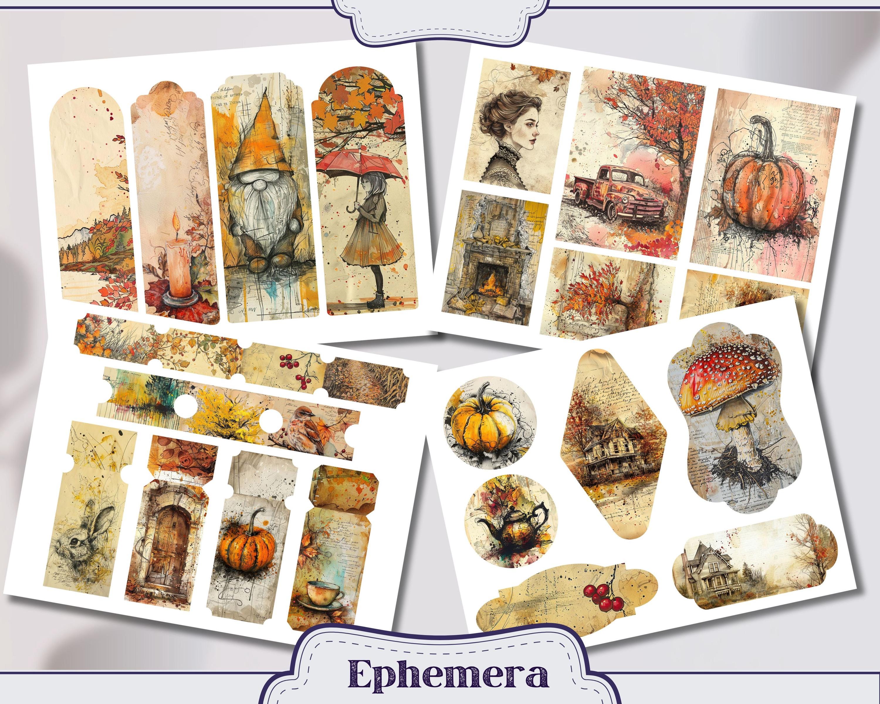 Heritage Fall Junk Journal Kit Includes 40 Printable Pages & 81 Fall ...