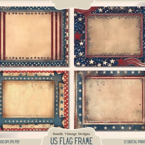 US Flag Frame Fourth of July Vintage Junk Journal Paper, Journal ...