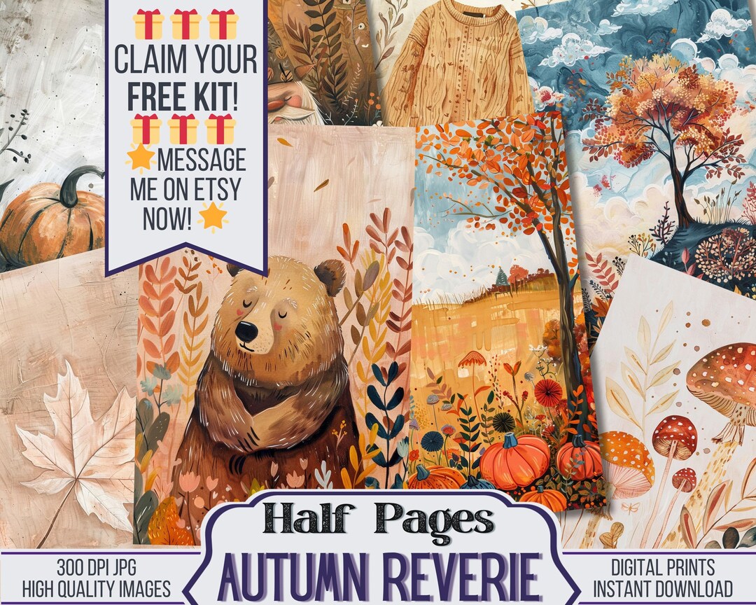 Fall Junk Journal Pages Autumn Reverie, A5 Junk Journal Printable Kit ...