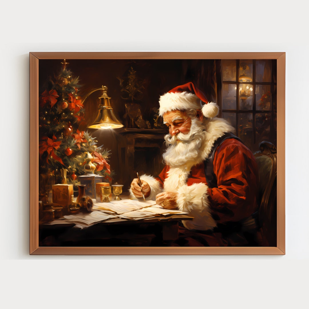 Santa Claus Art Print Santa Writing a Letter Wall Art - Etsy