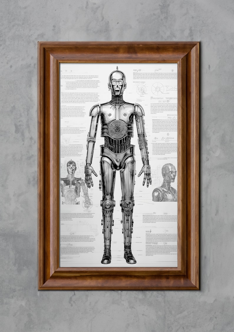 Star Wars Schematic Blueprints of Millennium Falcon, C-3PO and R2D2 ...