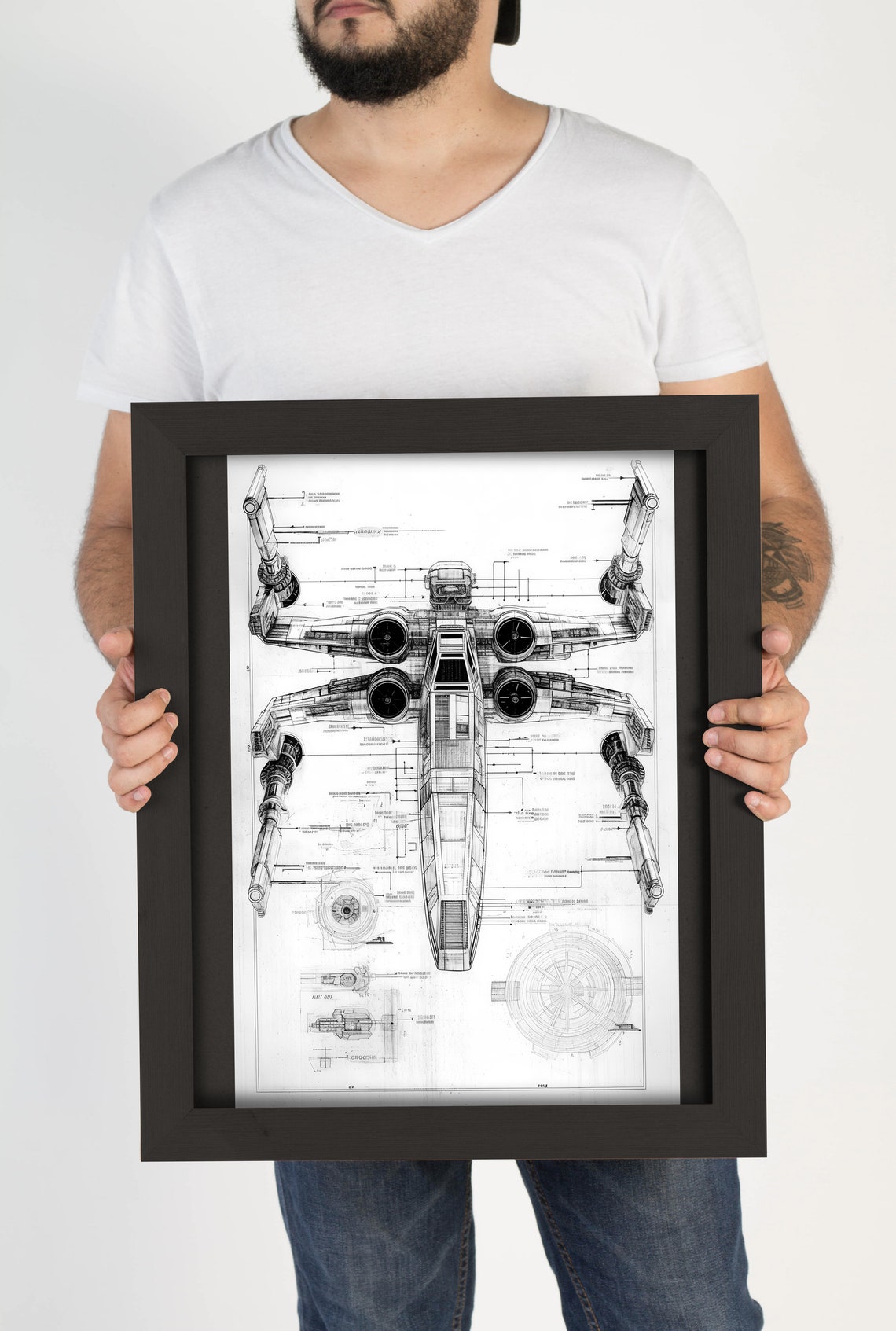 Star Wars Schematic Blueprints of X-wing, TIE Fighter & Death Star ...