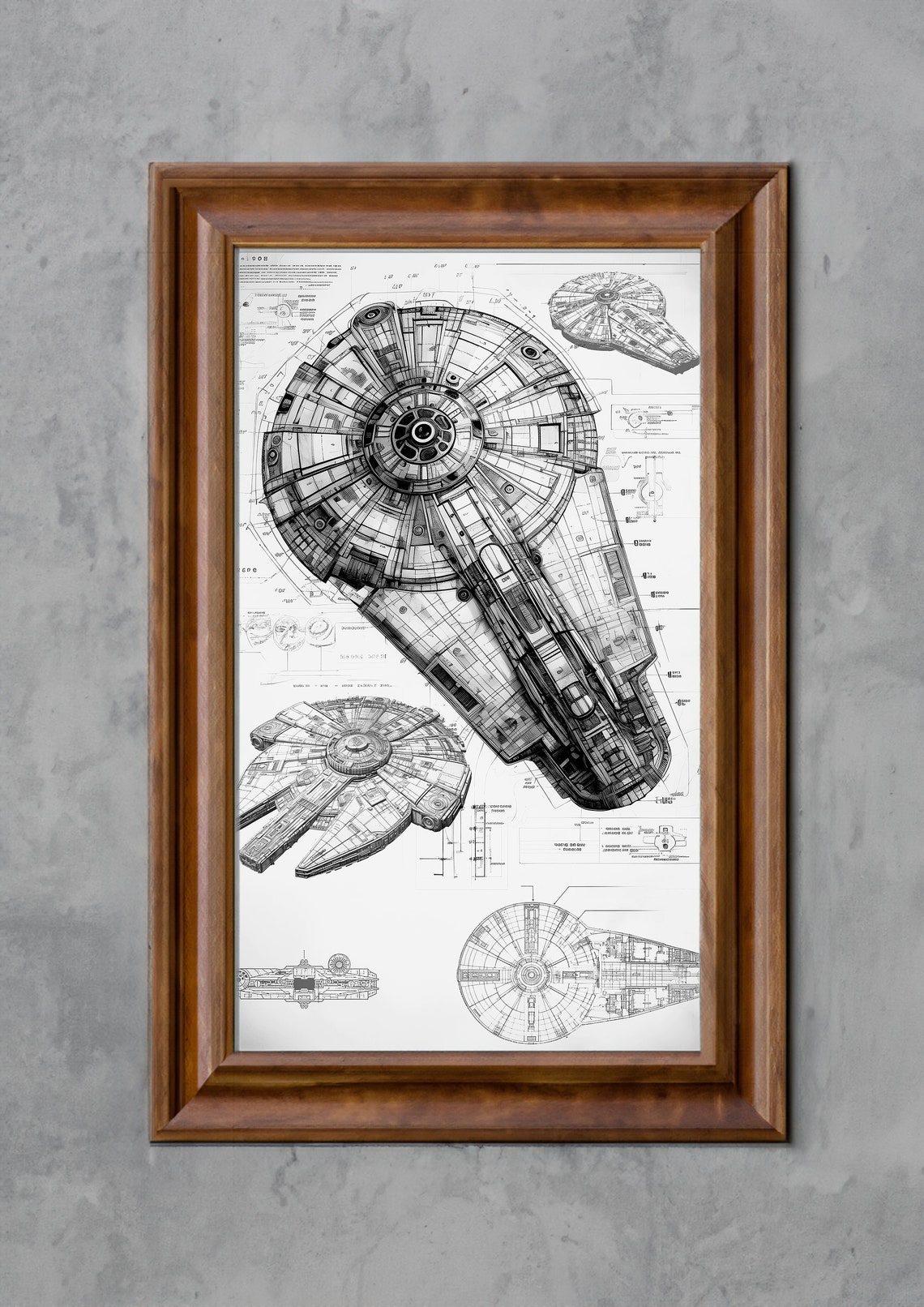 Star Wars Schematic Blueprints of Millennium Falcon, C-3PO and R2D2 ...