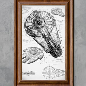 Star Wars Schematic Blueprints of Millennium Falcon, C-3PO and R2D2 ...
