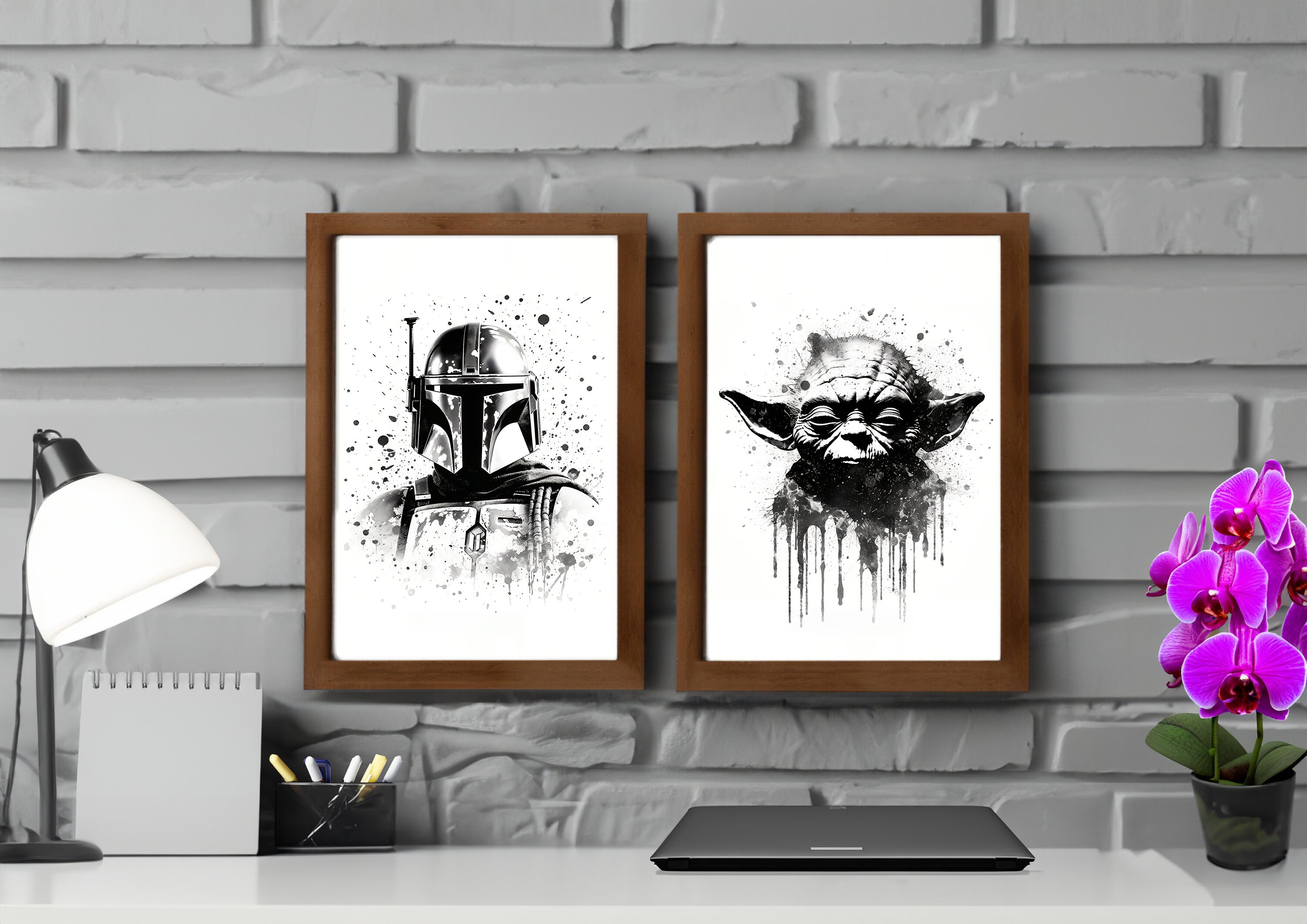 10 Star Wars Characters Ink Splash Portraits, Printable Wall Art ...