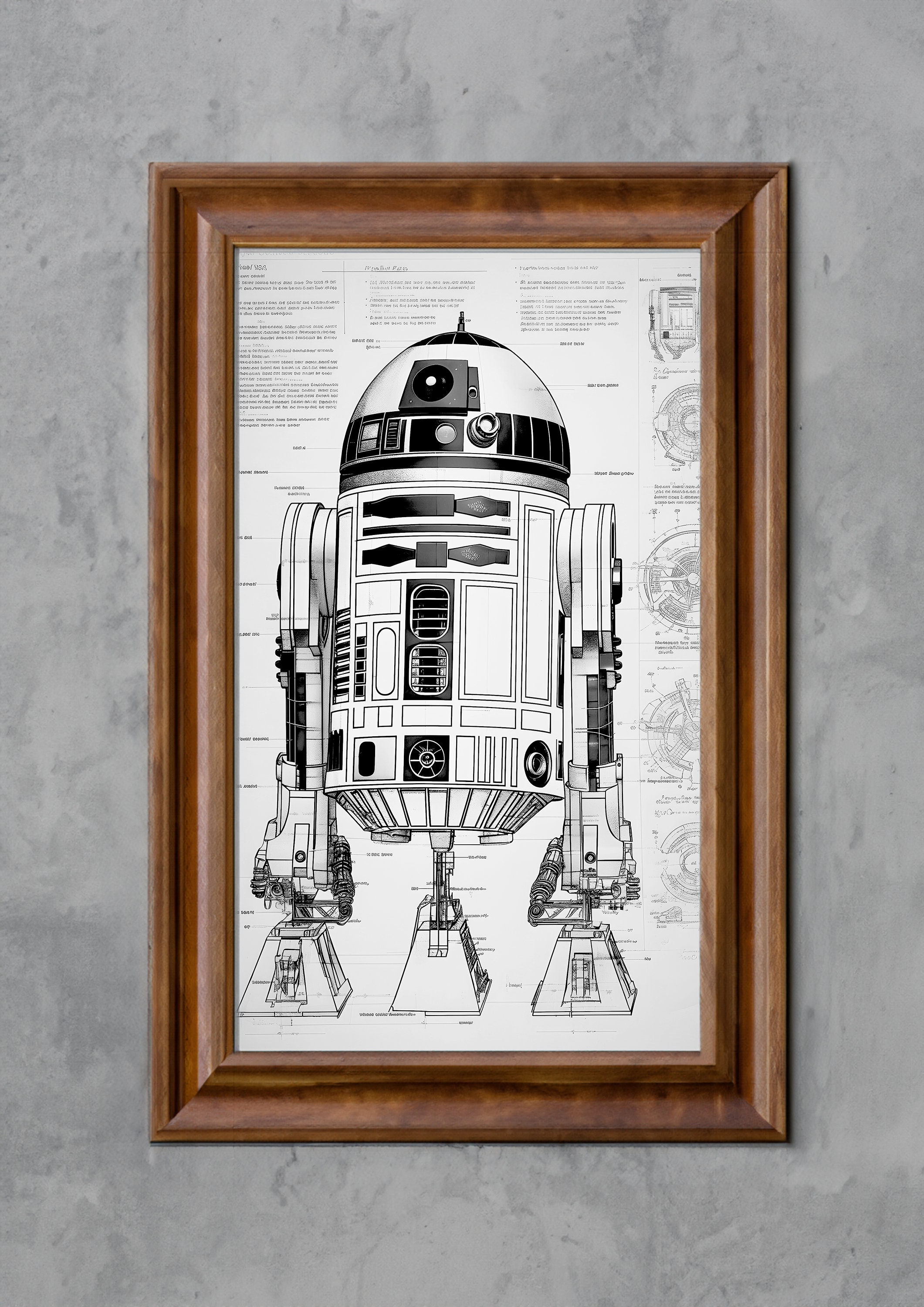 Star Wars Schematic Blueprints of Millennium Falcon, C-3PO and R2D2 ...
