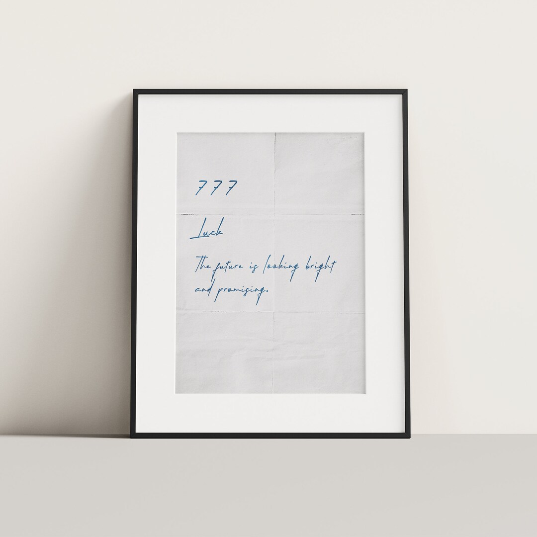 Luck Angel Poster Original Design 777 Angel Number Digital Download ...