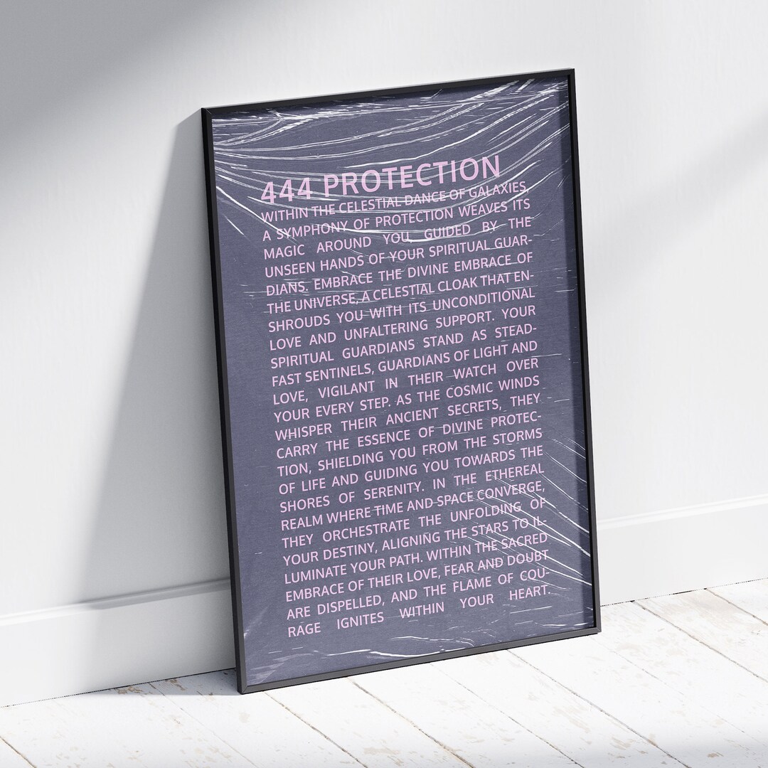 Angel Number 444 Protection Poster: Grunge Wall Art (digital Download ...
