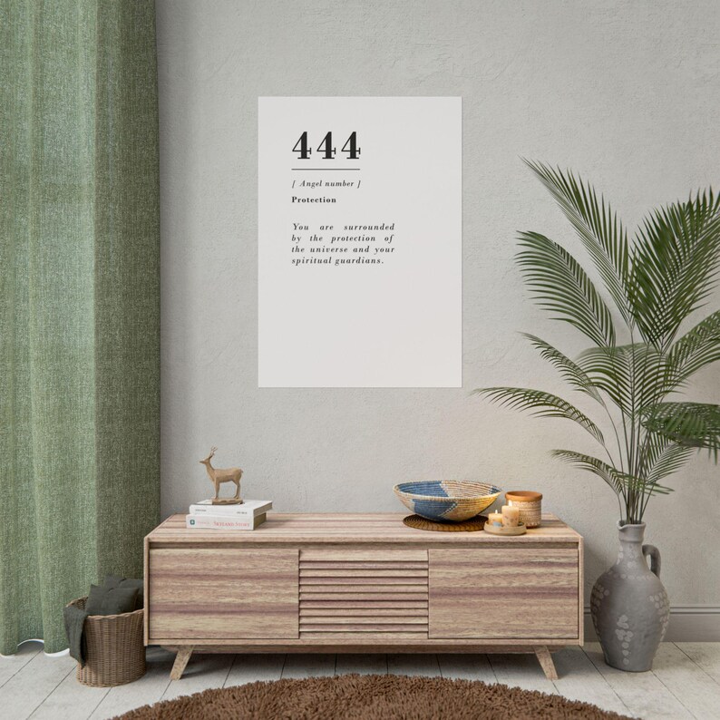 Minimalist Angel Number 444 Protection Design Black and White Hygge ...