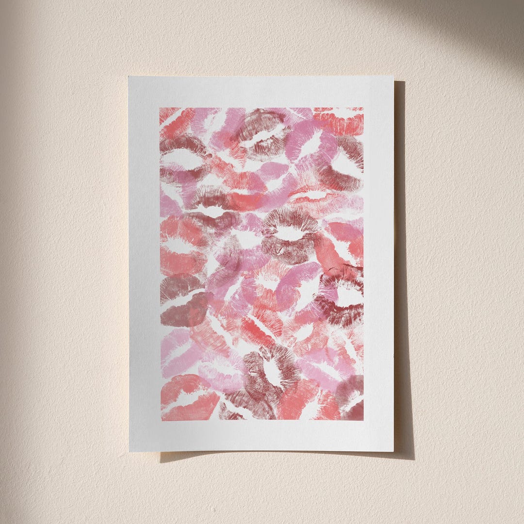 Rolled Poster Kiss Mark Design for Valentine's Day Lipstick Stains ...
