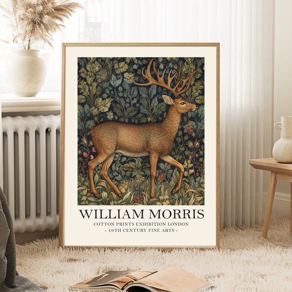 William Morris Stag Print - Etsy
