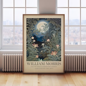 William Morris Moon and Stars Print, William Morris Exhibition Print, V ...