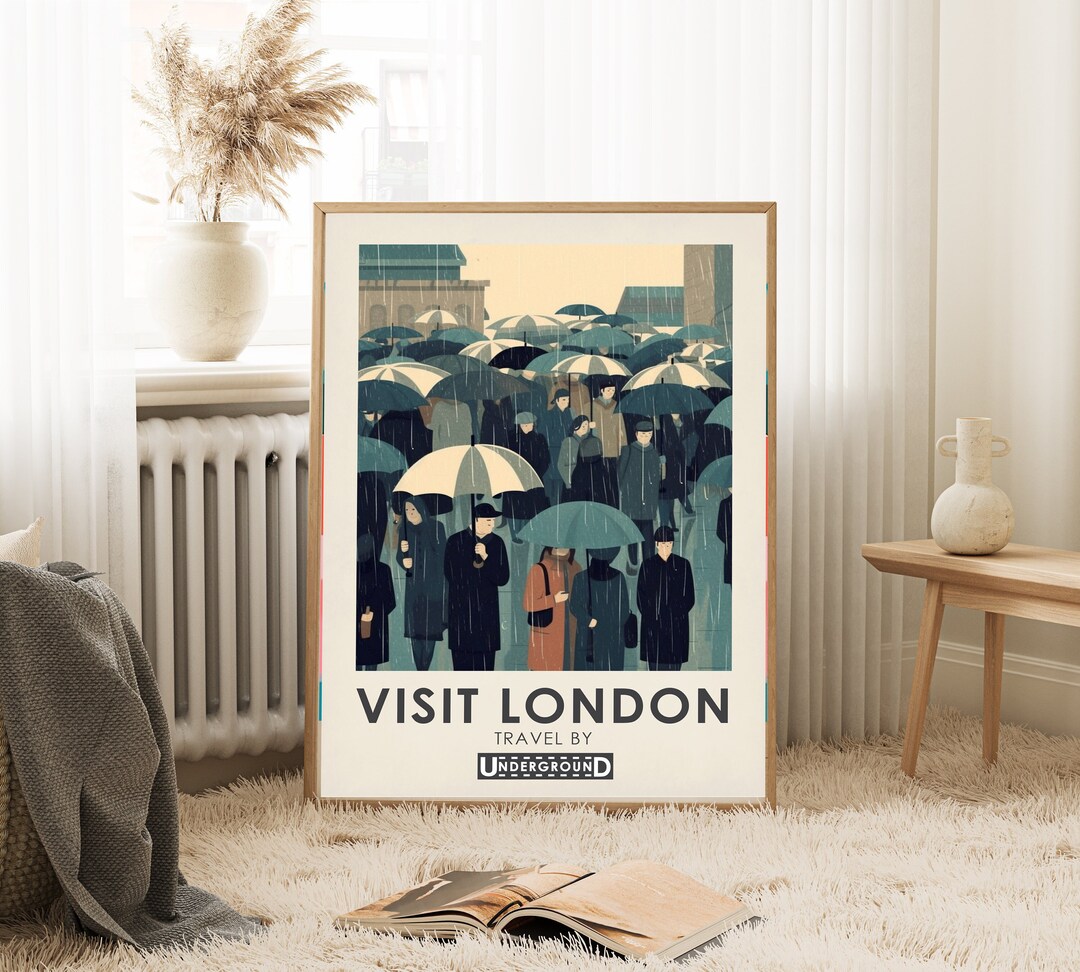 Visit London Vintage Print, Exhibition Poster, Retro London Wall Art ...