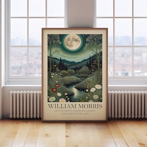 William Morris Moon and Stars Print, William Morris Exhibition Print, V ...