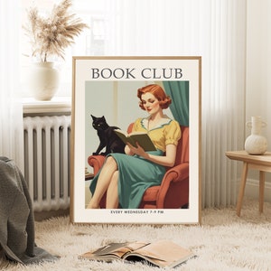 Vintage Book Poster, Book Club Print, Library Print, Book Lover Gift ...