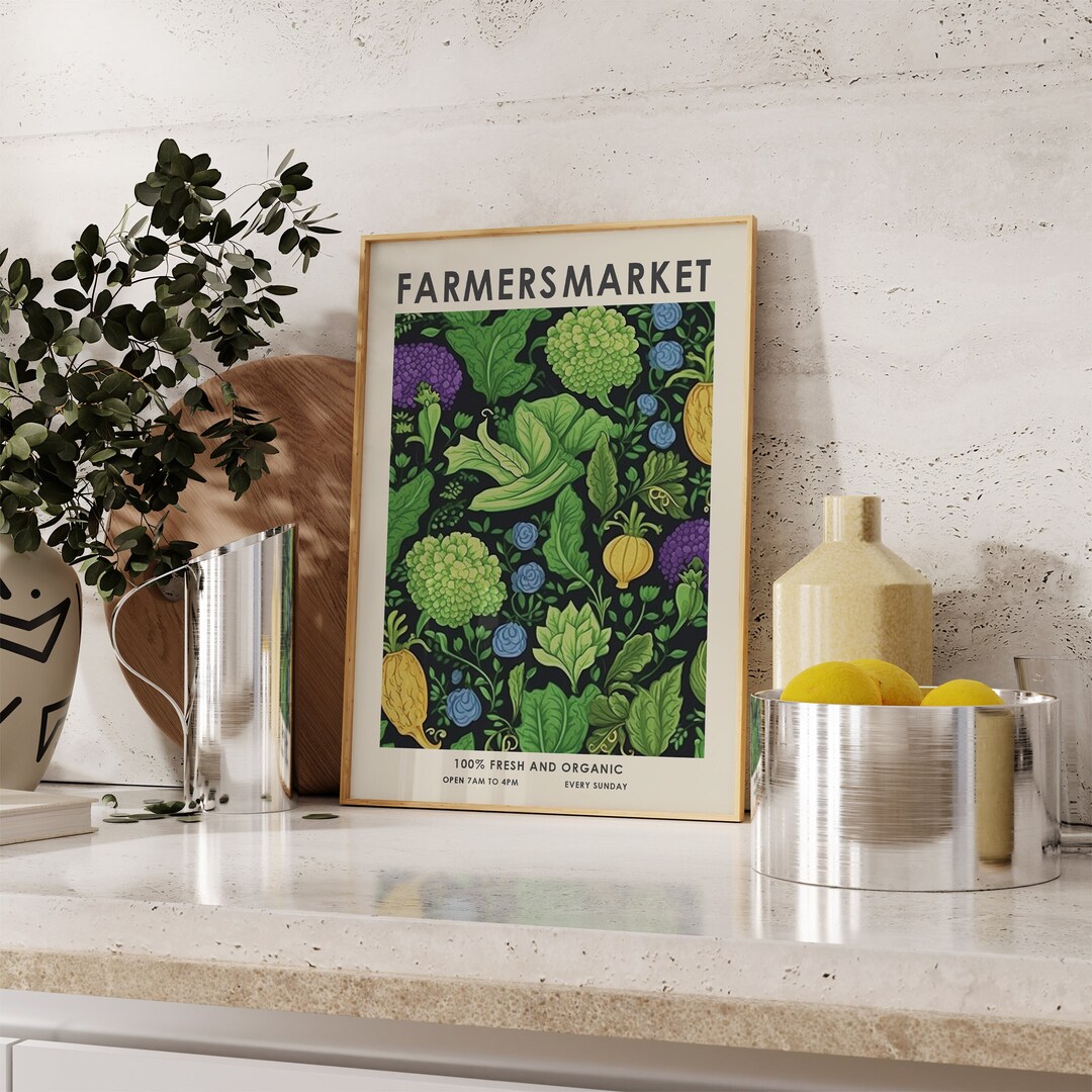 Farmers Market Print, William Morris Kitchen Print, Vintage Vegetable ...