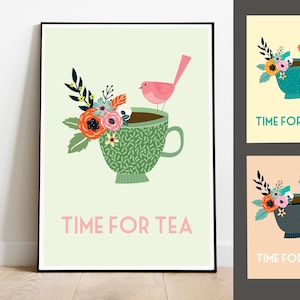 Time for Tea Print, Tea Poster, Tea Wall Art, Tea Gift, Cup of Tea ...