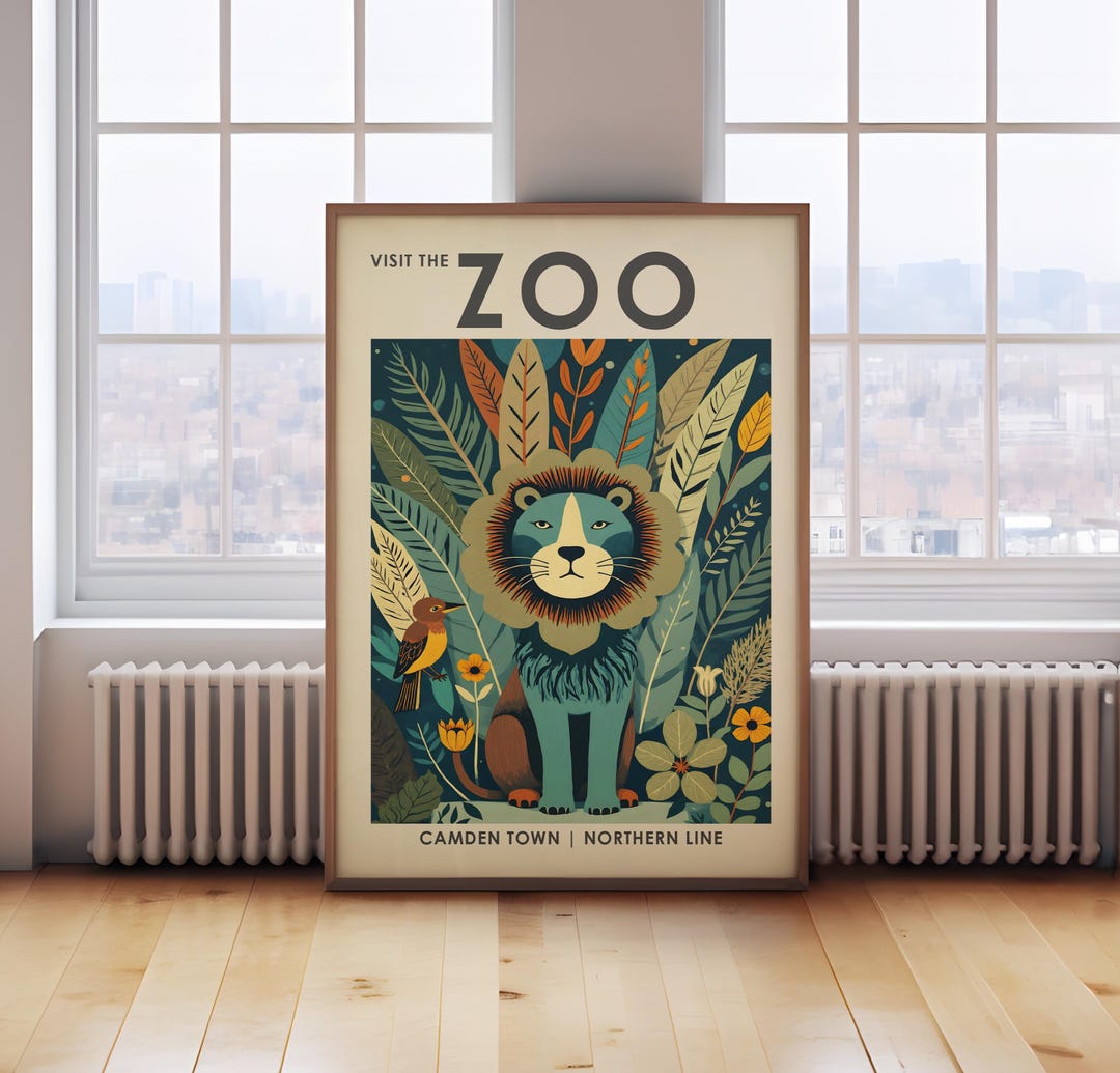 Vintage Zoo Poster, Lion Print, Animal Wall Art, Penguin Wall Art ...