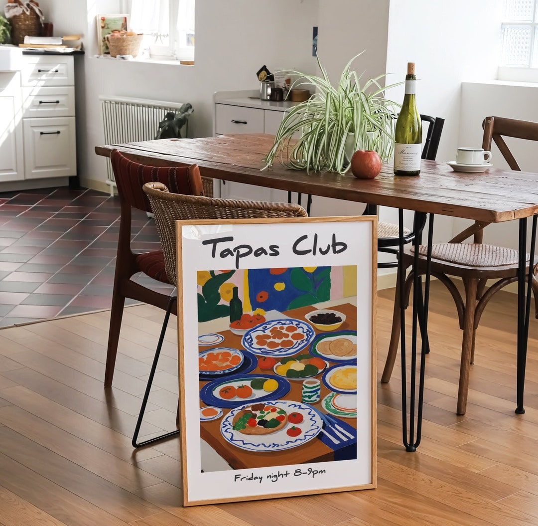 Tapas Club Print, Spanish Food, Matisse Style Food Wall Art, Kitchen ...