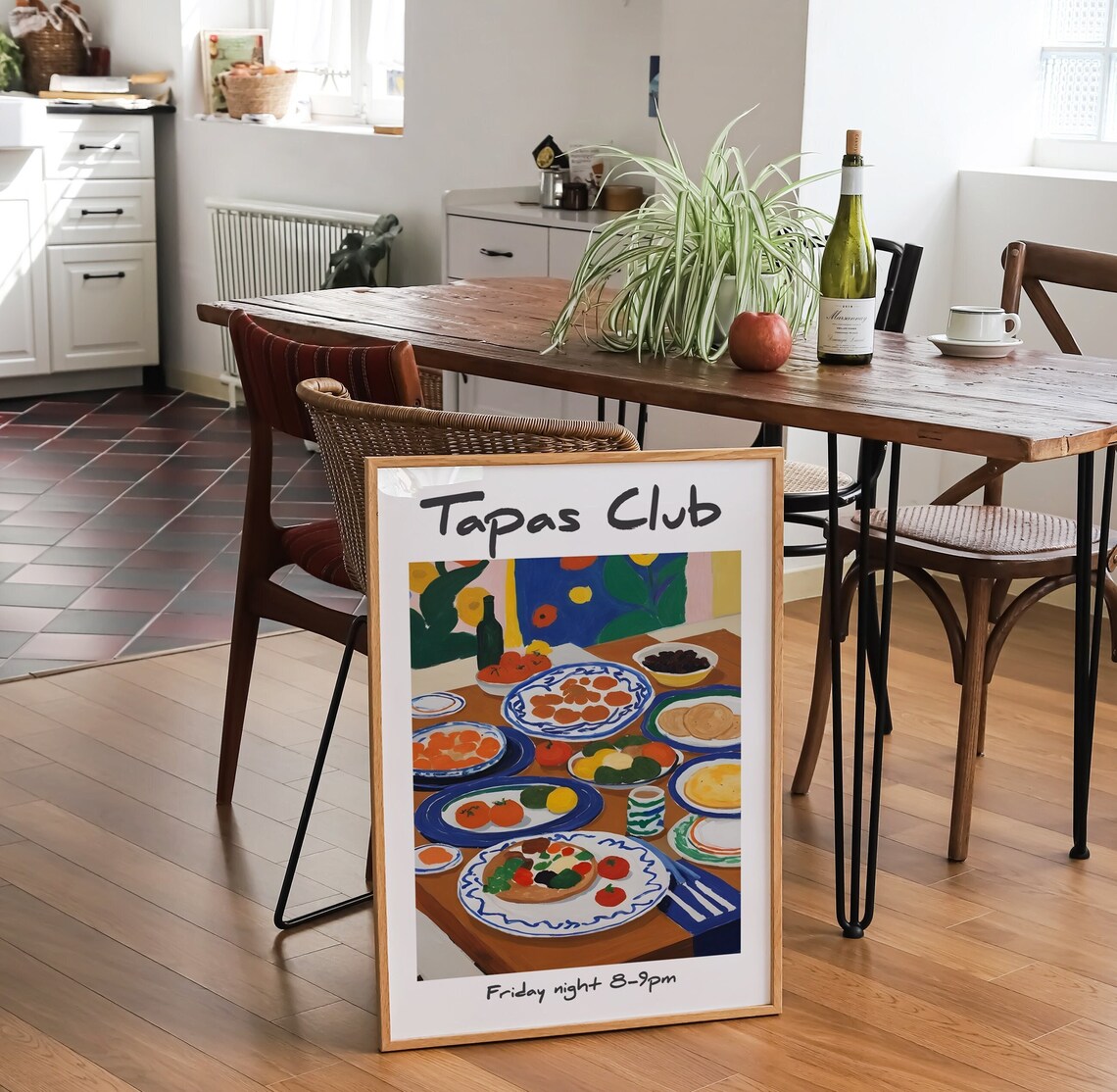 Tapas Club Print, Spanish Food, Matisse Style Food Wall Art, Kitchen ...