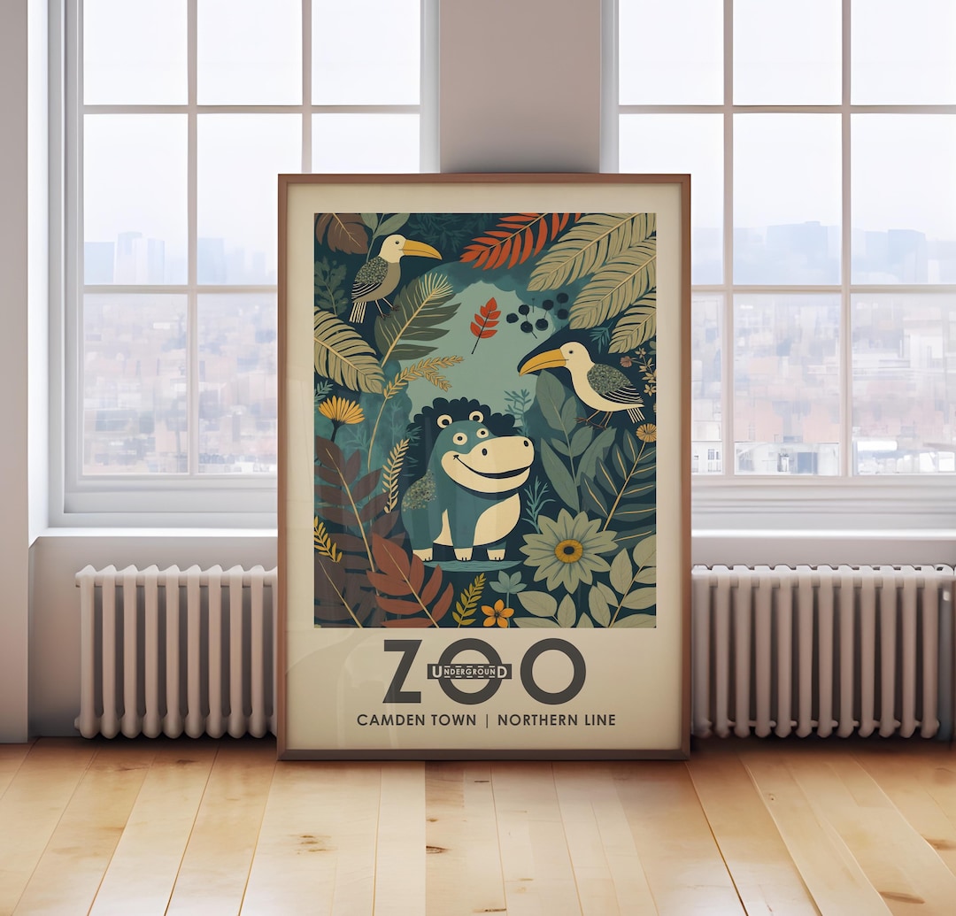Vintage Zoo Poster, Hippo Print, Exhibition Poster, Nursery Wall Art ...
