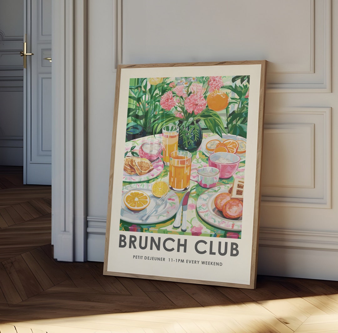 Brunch Club Print, Breakfast Print, Vintage Food Print, Food ...