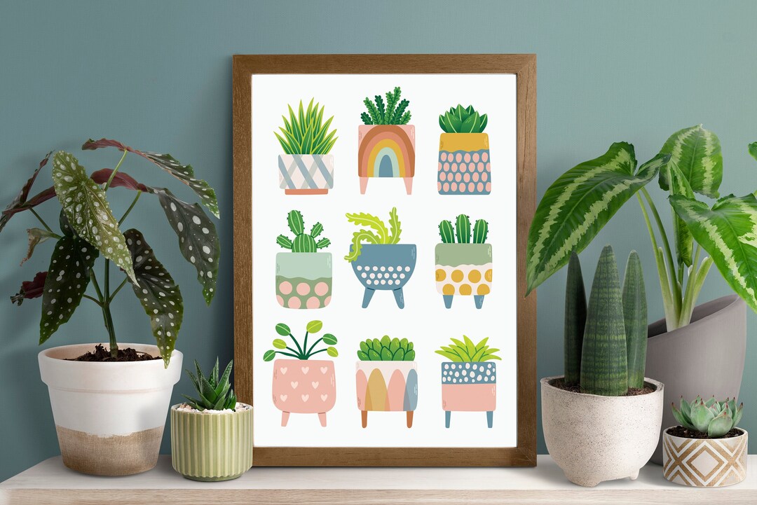 Succulent Print, Cactus Print, House Plants Print, Botanical Print ...
