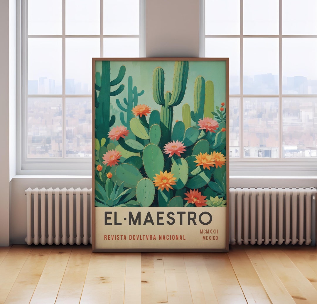 Vintage Mexican Culture Exhibition Poster, Vintage Cactus Wall Art, El ...