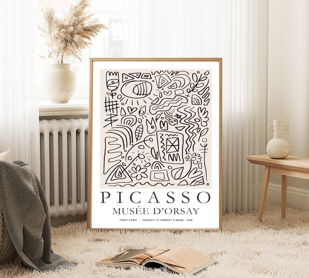 Picasso Exhibition Poster, Picasso Doodles Print, Exposition Poster ...