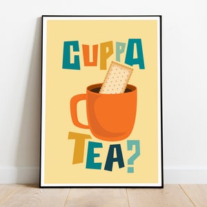Cuppa Tea Print, Cup of Tea Print, Tea Poster, Tea Wall Art, Kitchen ...