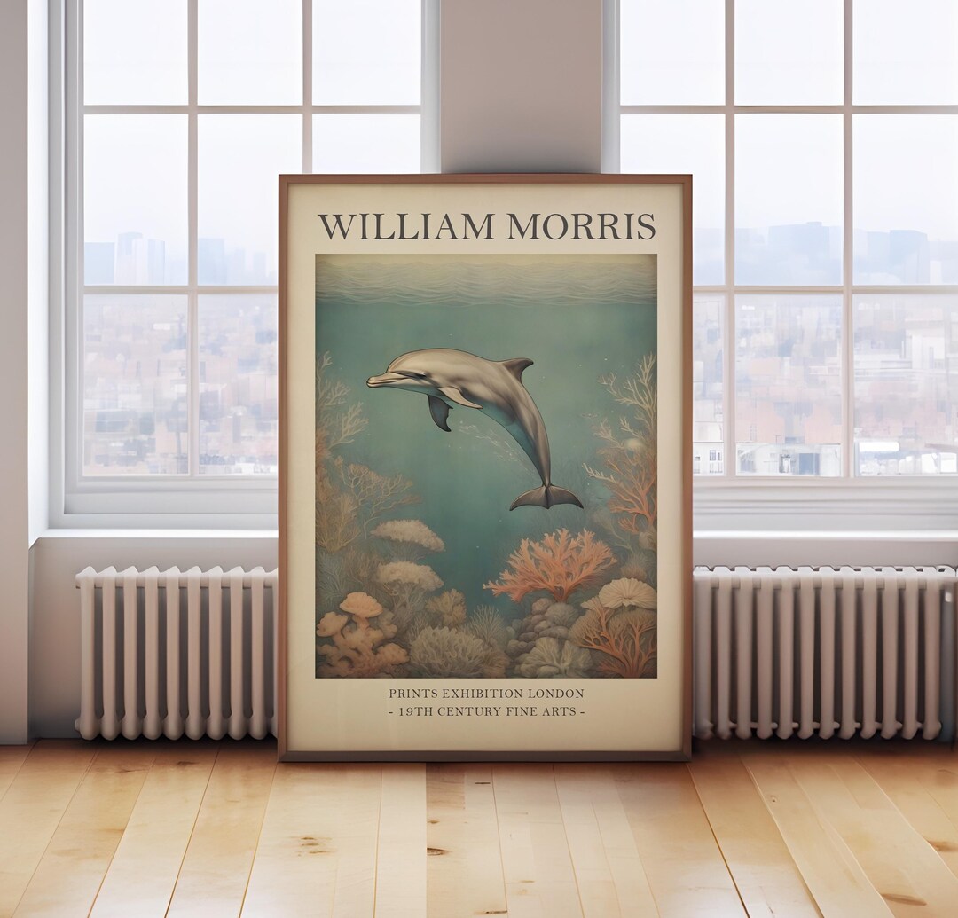 William Morris Dolphin Print, Underwater Dolphin Painting, Underwater ...