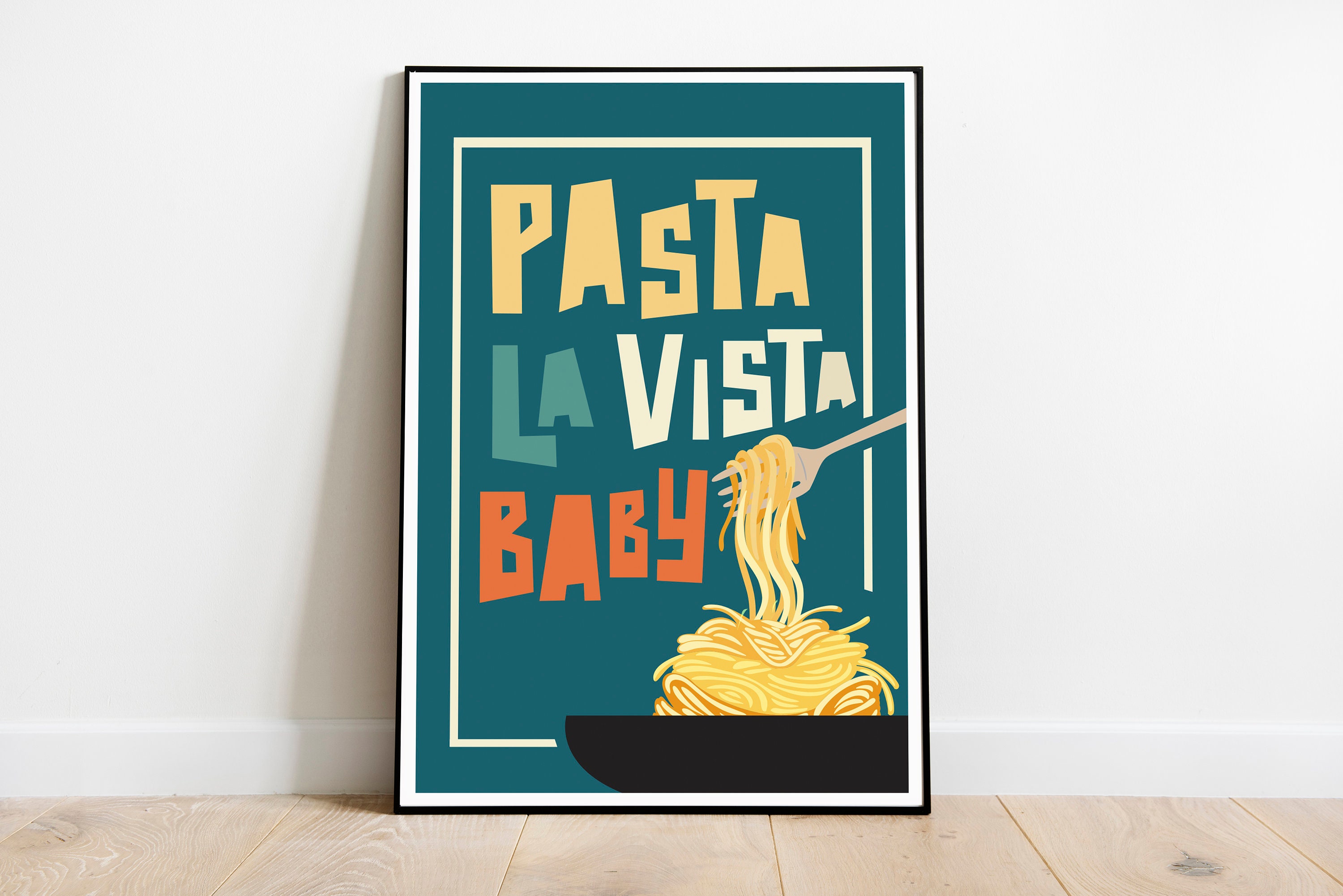 Pasta Kitchen Print, Pasta Wall Art, Retro Kitchen Wall Art, Funny ...