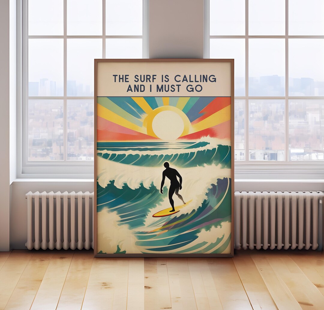 Vintage Surfing Print, Vintage Surf Poster, the Surf is Calling ...