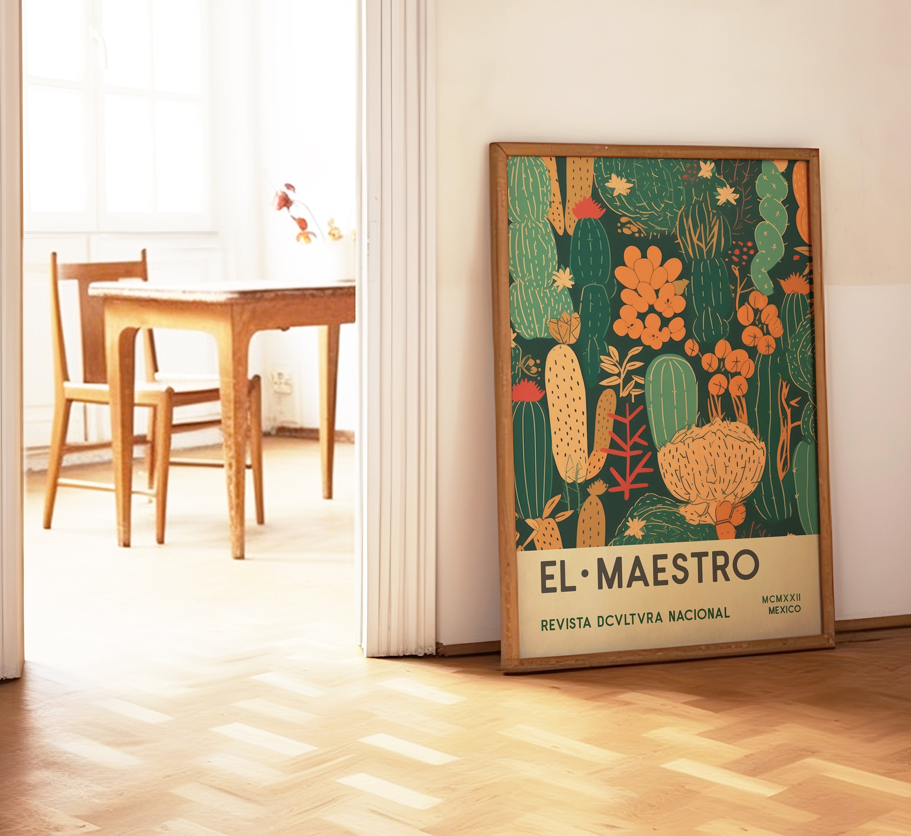 El Maestro Print, Mexican Exhibition Art Poster, Cactus Wall Art ...