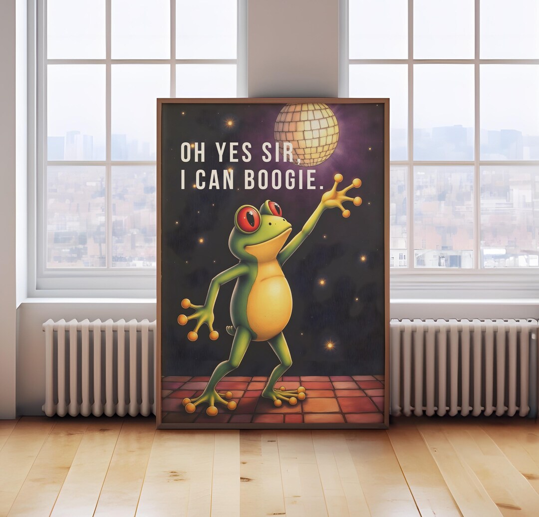 Kitchen Dancing Print, Retro Music Poster, I Can Boogie Print, Frog ...