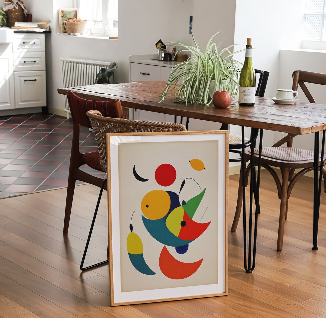 Colourful Fruit Print, Abstract Fruit Poster, Joan Miro, Retro Kitchen ...