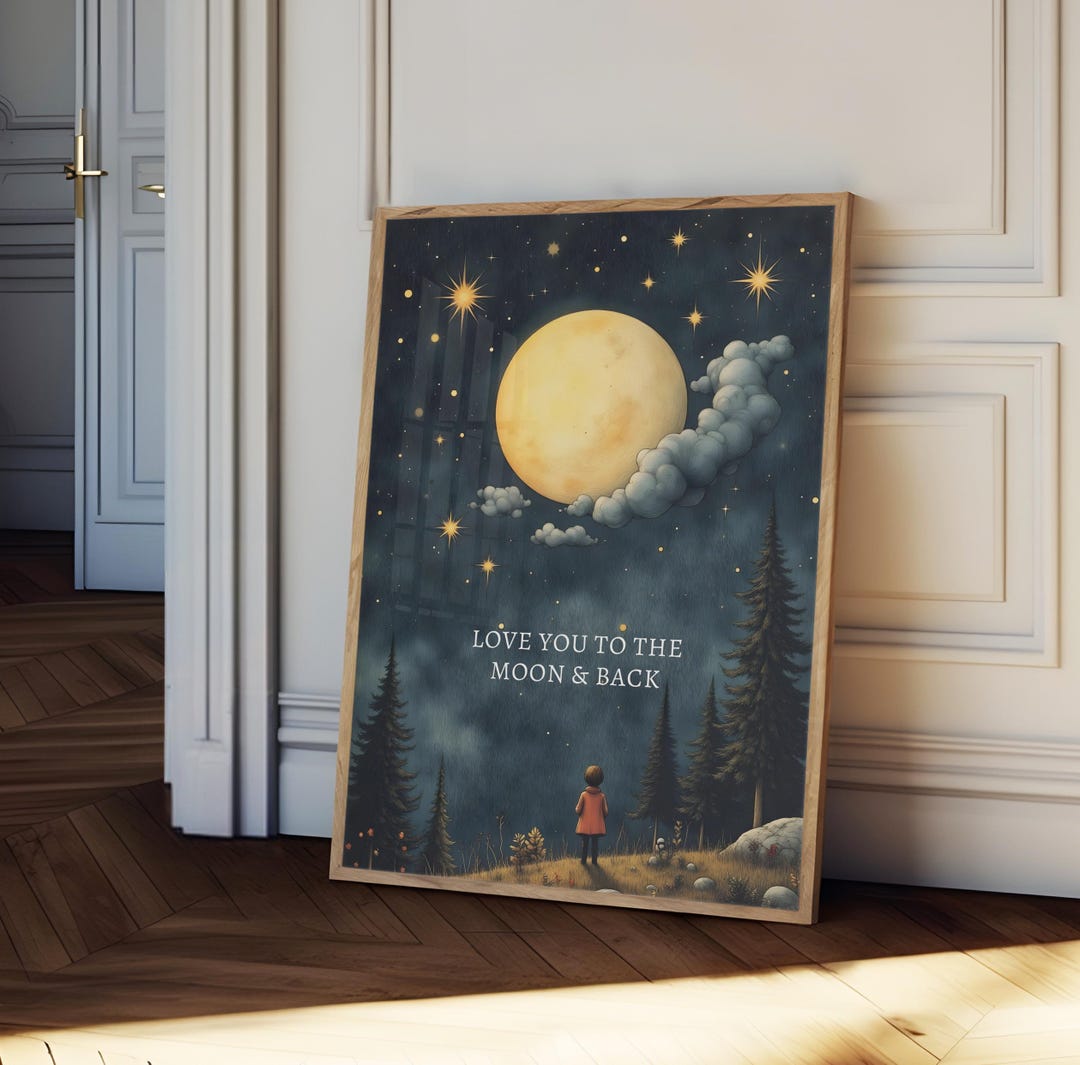 Love You to the Moon and Back Print, Moon and Stars Print, Love You ...