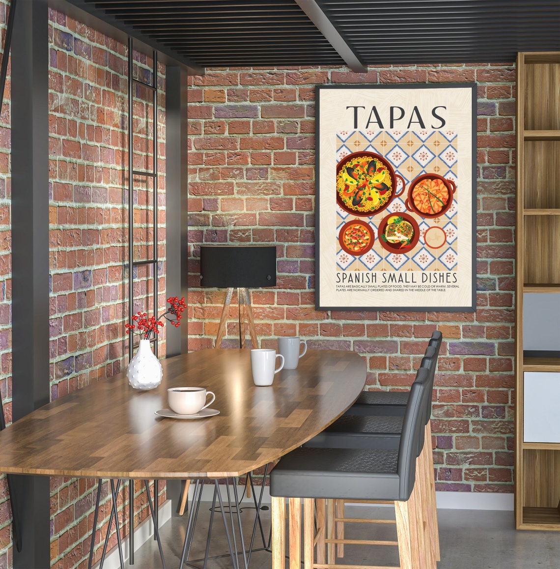Tapas Print, Spanish Food, Spain Poster, Retro Food Wall Art, Kitchen ...
