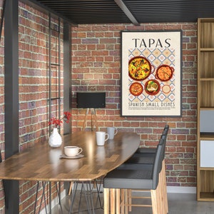 Tapas Print, Spanish Food, Spain Poster, Retro Food Wall Art, Kitchen ...