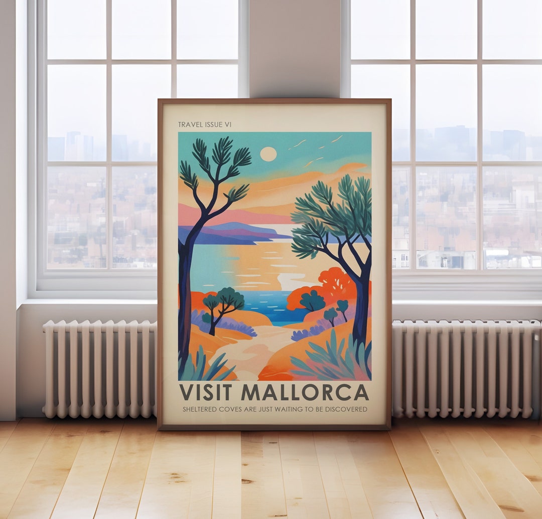 Mallorca Vintage Travel Print, Retro Spain Wall Art, Vintage Majorca ...